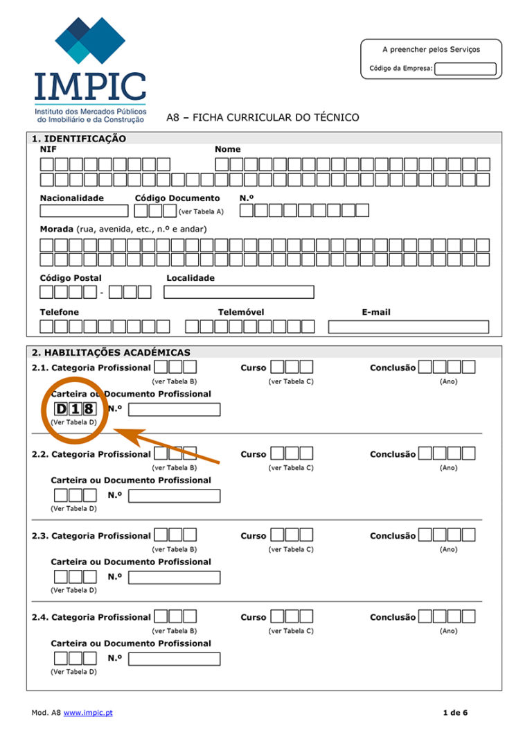 Nota Informativa da Direção | Formulário IMPIC A8